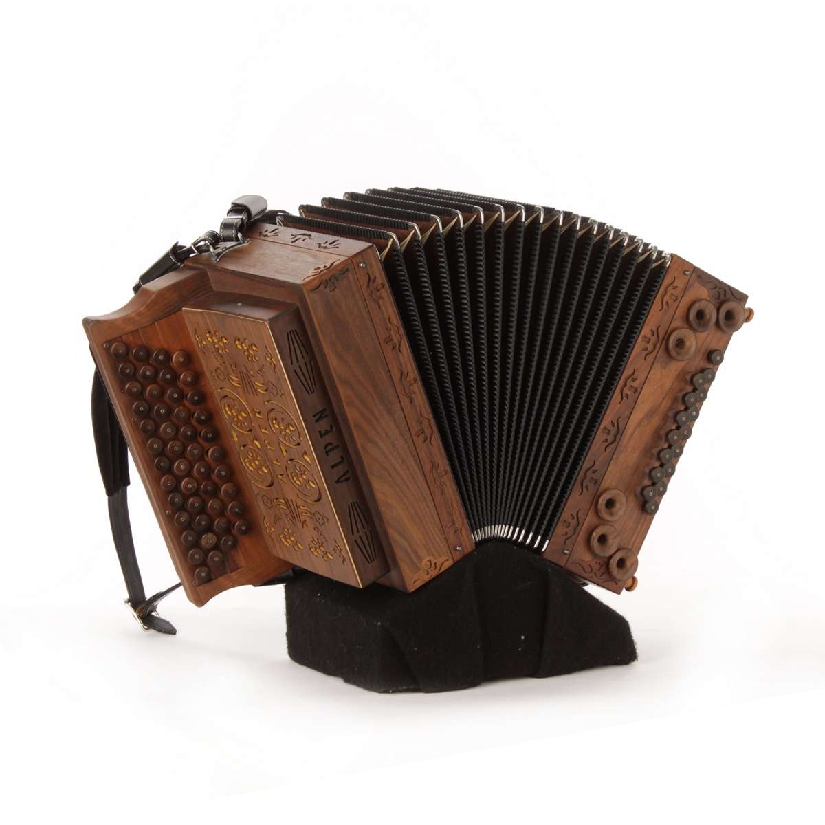 Alpen Harmonika "Die Hölzerne" Mini 4/II G C F B Nussbaum | Musik Wittl